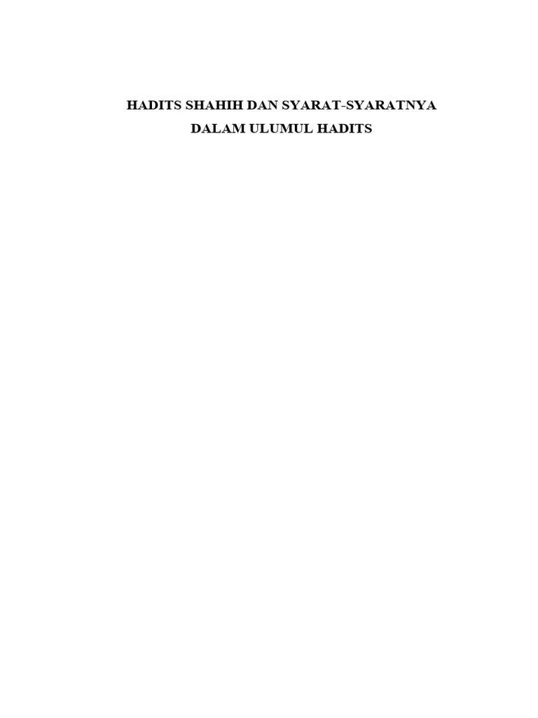 Syarat Hadits Shahih dalam Ulumul Hadits | PDF