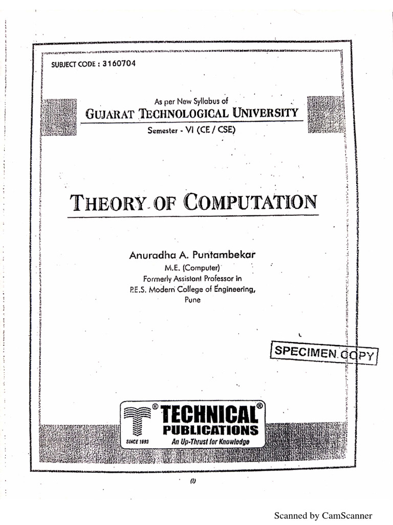 Theory of Computation Technical Book 2021 | PDF