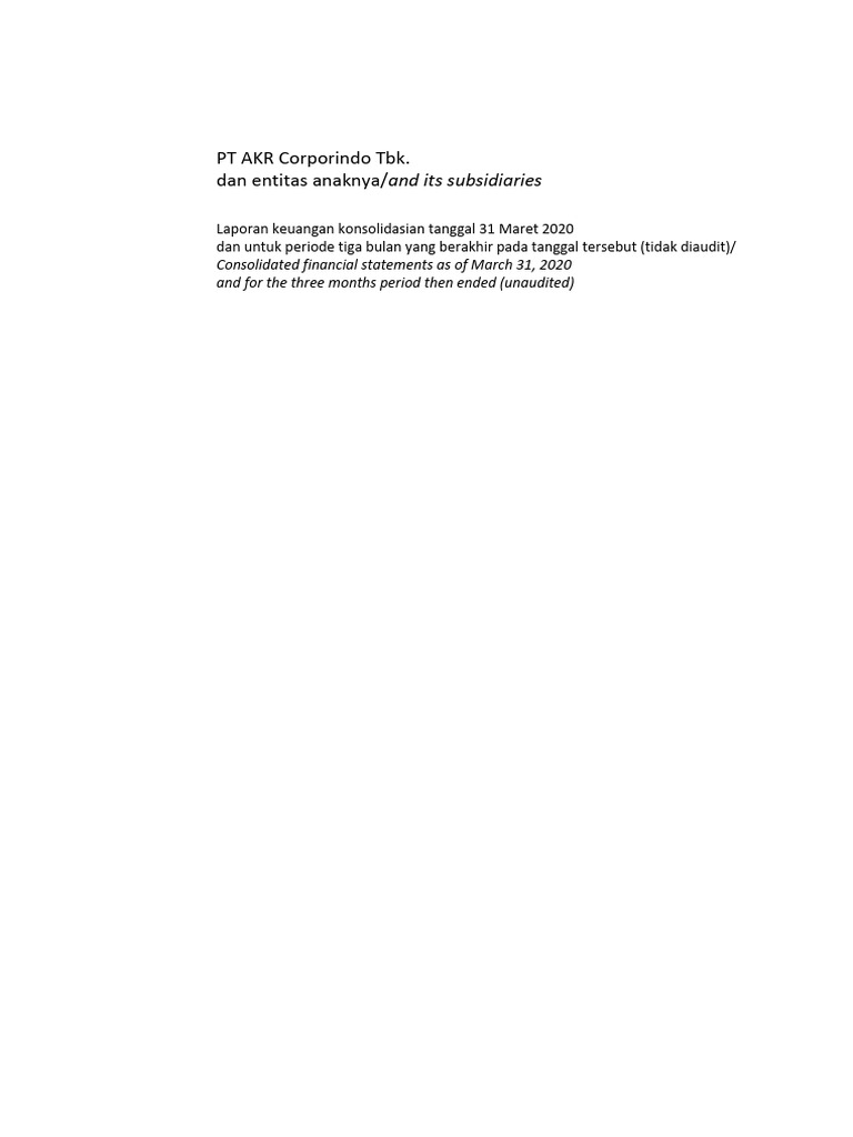 Akr Corporindo TBK Bilingual 31 Mar 2020 Releasedv.1 | Download Free PDF | Expense | Taxes