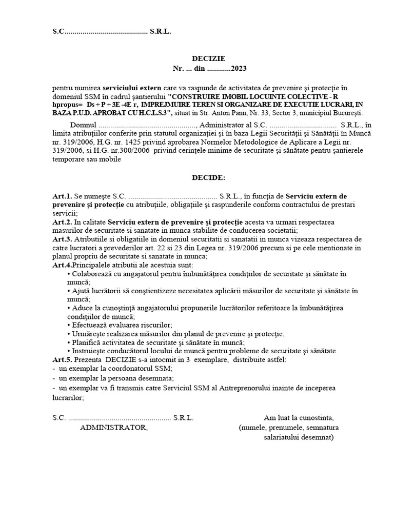 Decizia Nr. .. - Lucrator Desemnat | PDF