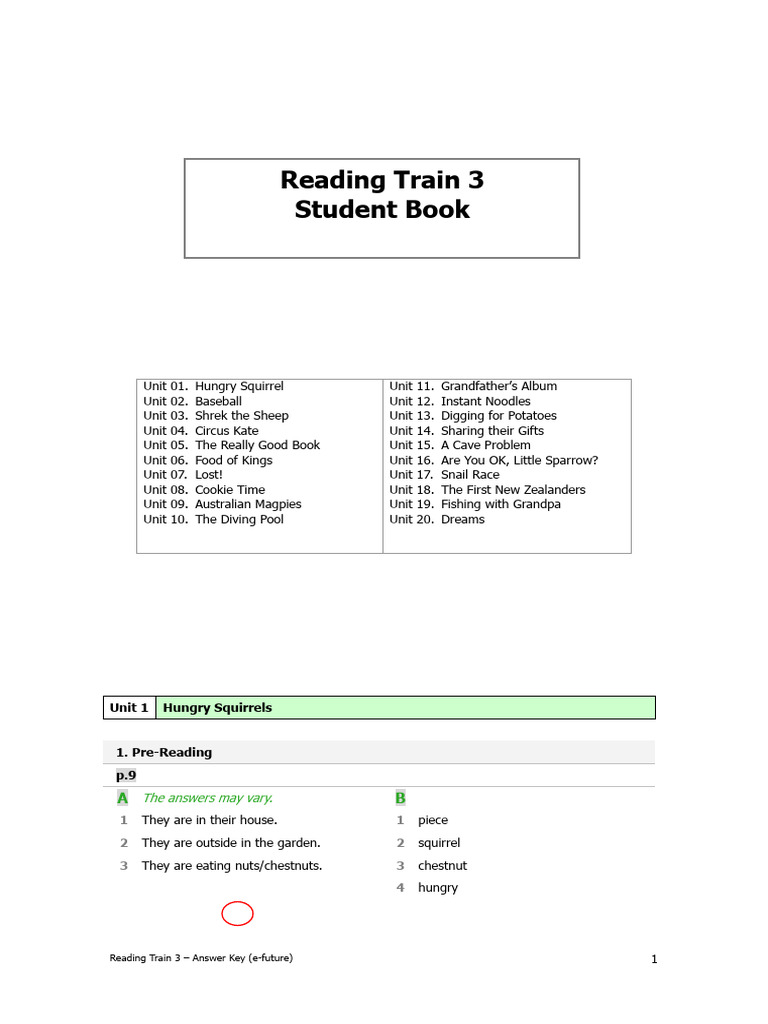 Reading Train 3 Answer Key | PDF