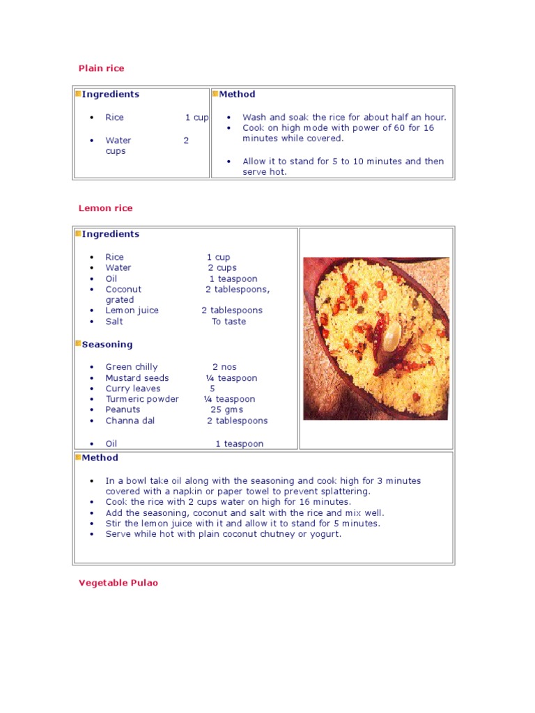 Microwave Recipes | PDF | Curry | Ginger