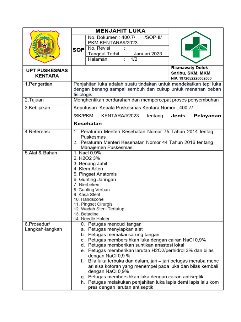 Sop Menjahit Luka | PDF