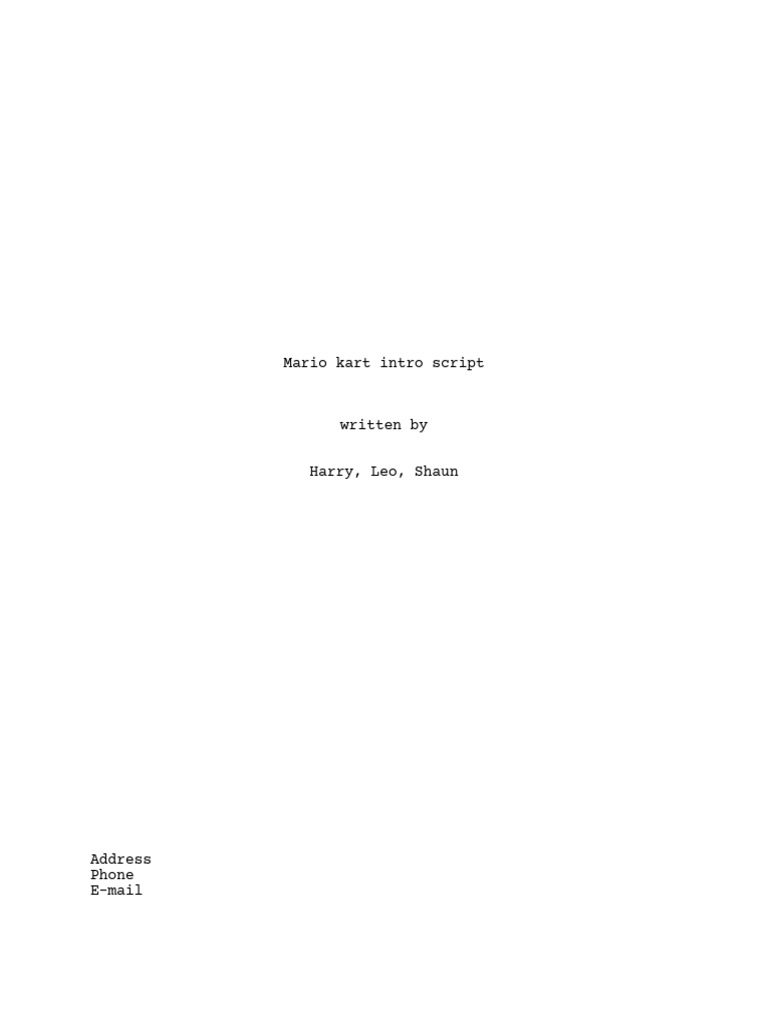 Mario Kart Intro Script | PDF Mario Kart Intro Script | PDF