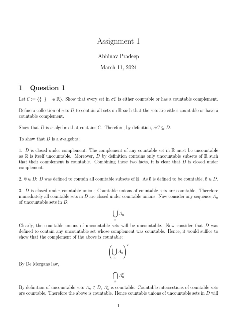 Assignment1 | PDF | Set (Mathematics) | Mathematical Concepts