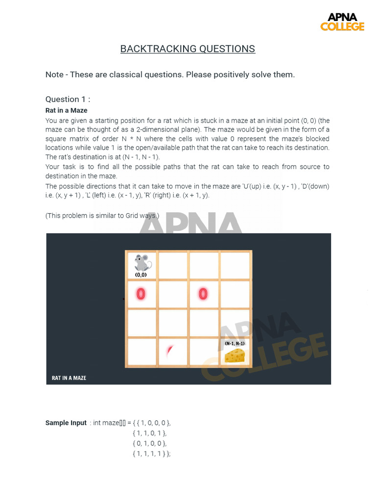 BACKTRACKING Questions | PDF | Applied Mathematics BACKTRACKING Questions | PDF | Applied Mathematics