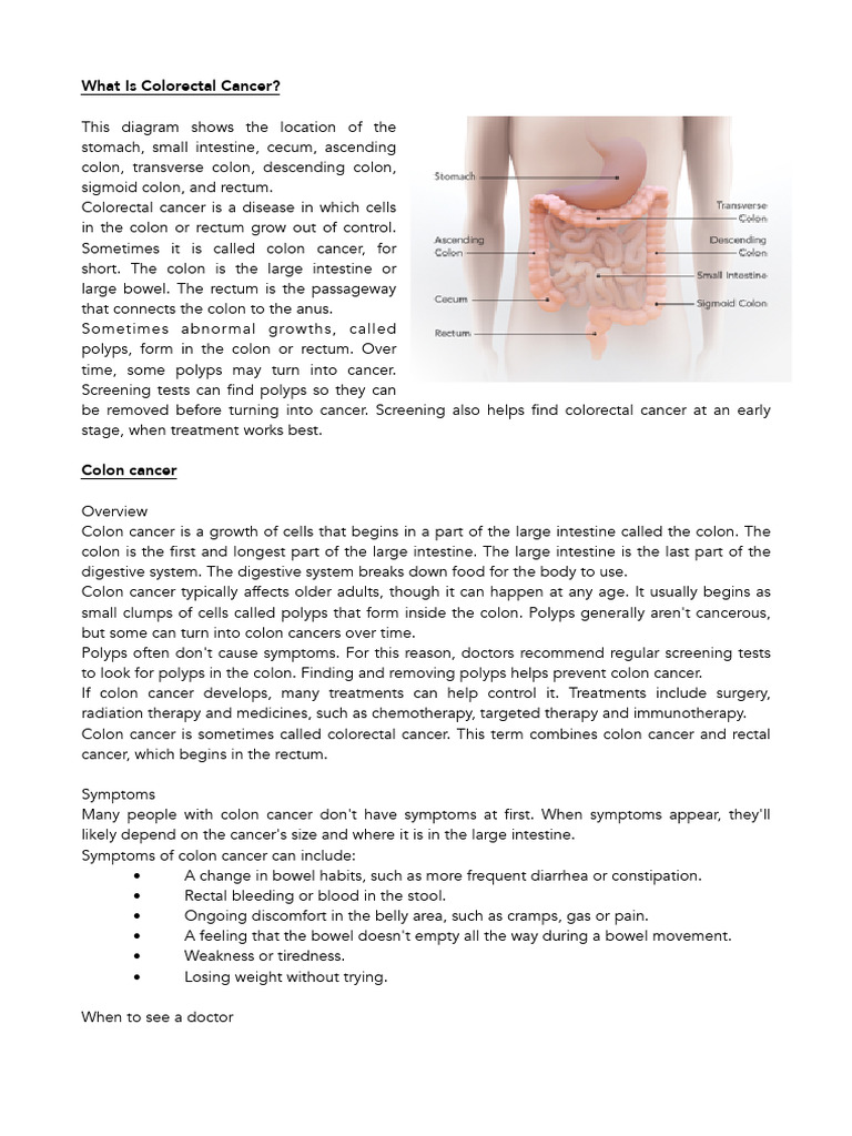 Colon Cancer | PDF | Colorectal Cancer | Cancer