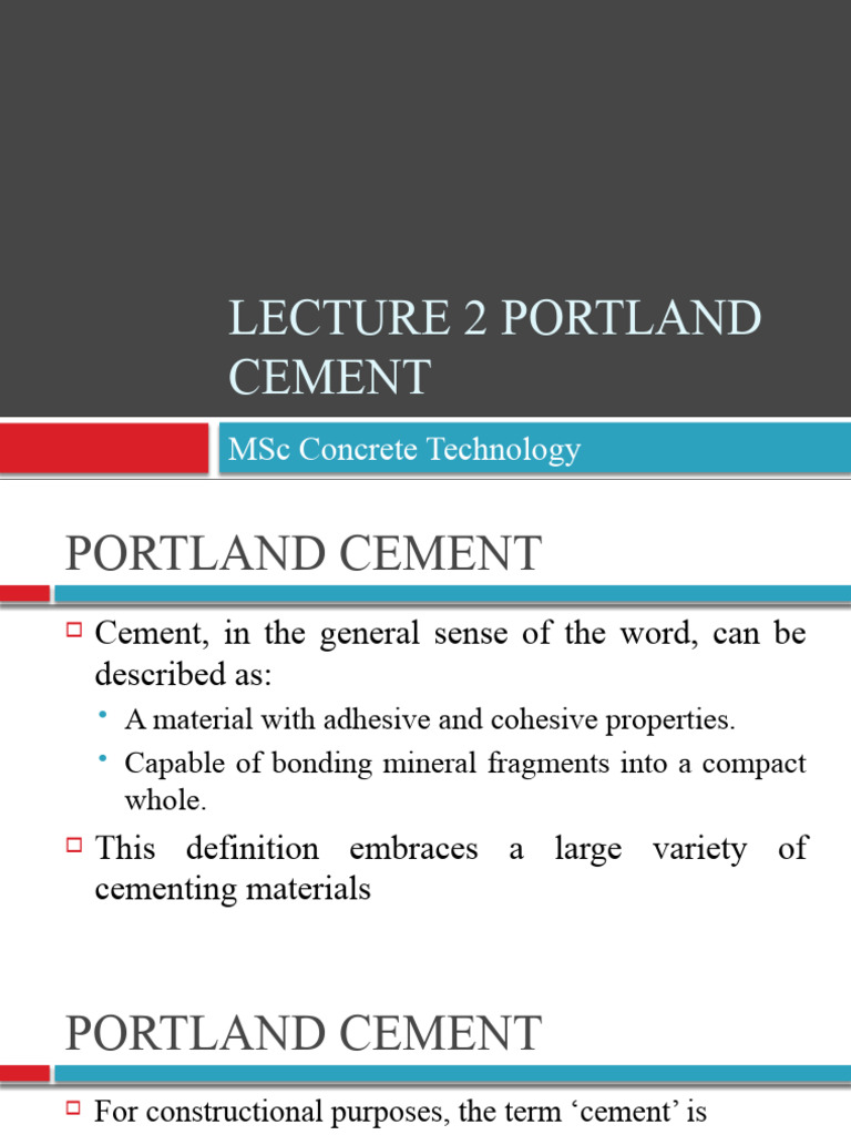 Lecture 2 Portland Cement | PDF