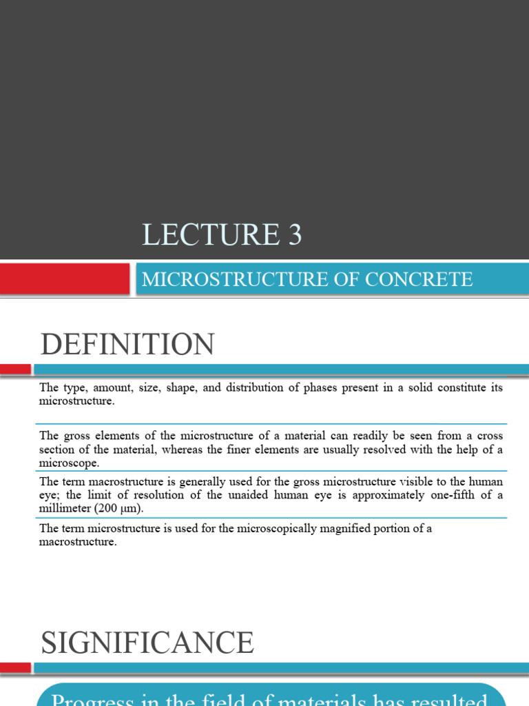 Lecture 4 MicroStructures of Concrete | PDF | Concrete | Cement
