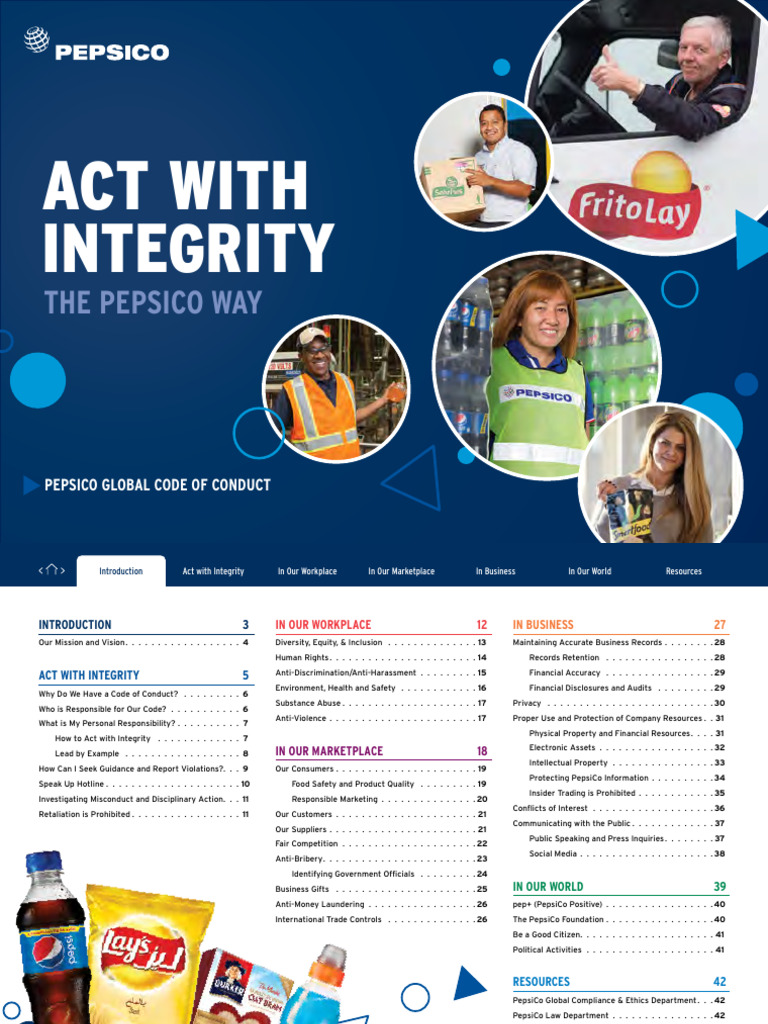 English Pepsico Global Code of Conduct Booklet-1 | PDF | Regulatory ...