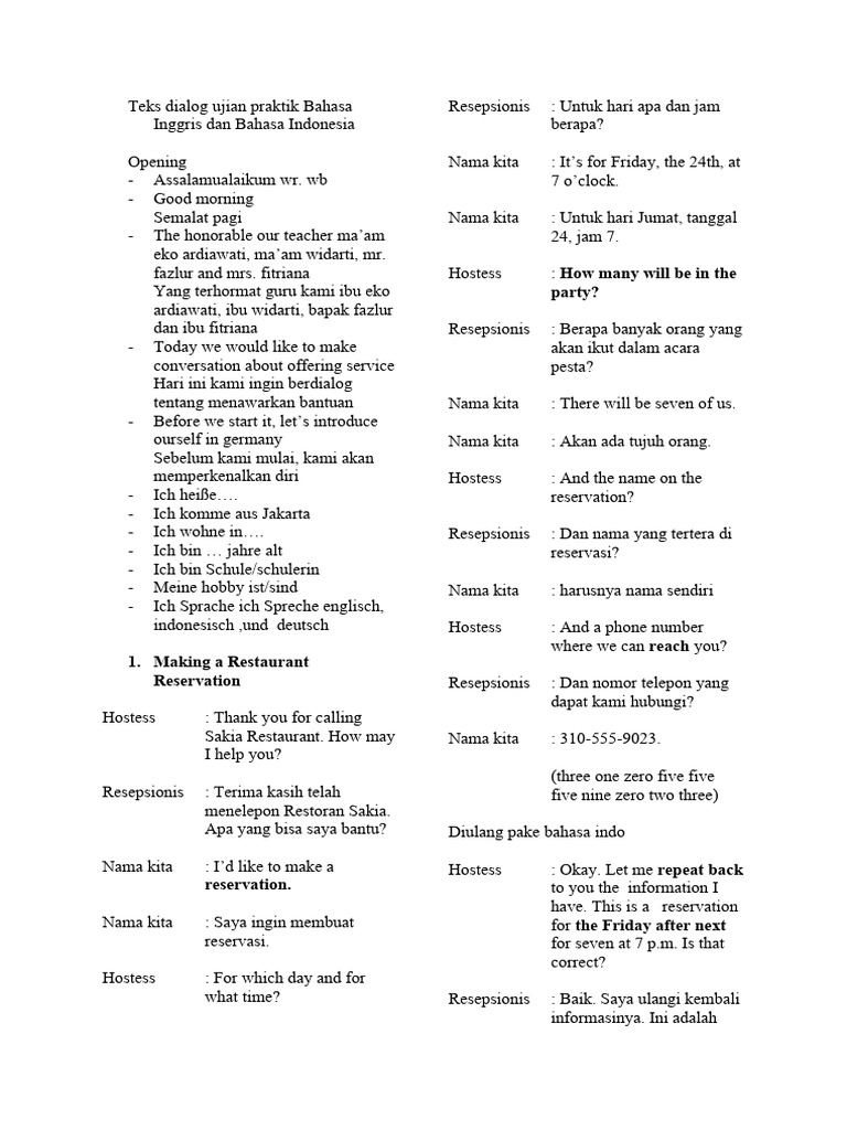 Teks Uprak B. Inggris Dan Indonesia | PDF