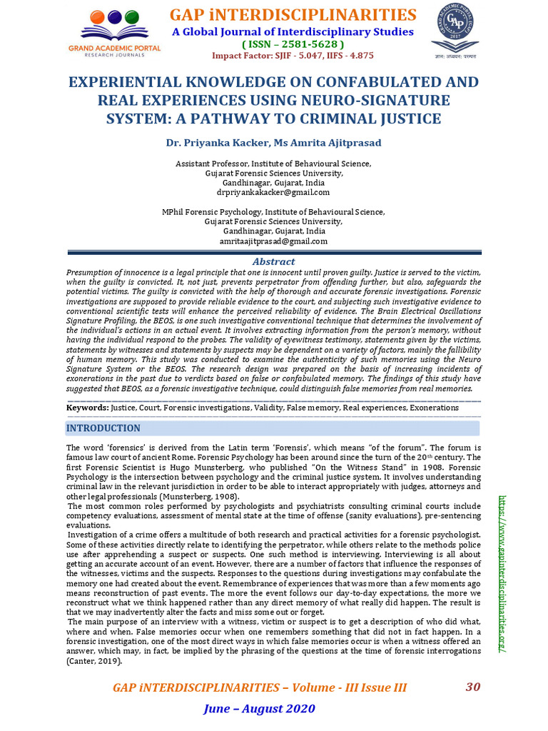 (30-36) Experiential Knowledge On Confabulated and Real Experiences ...