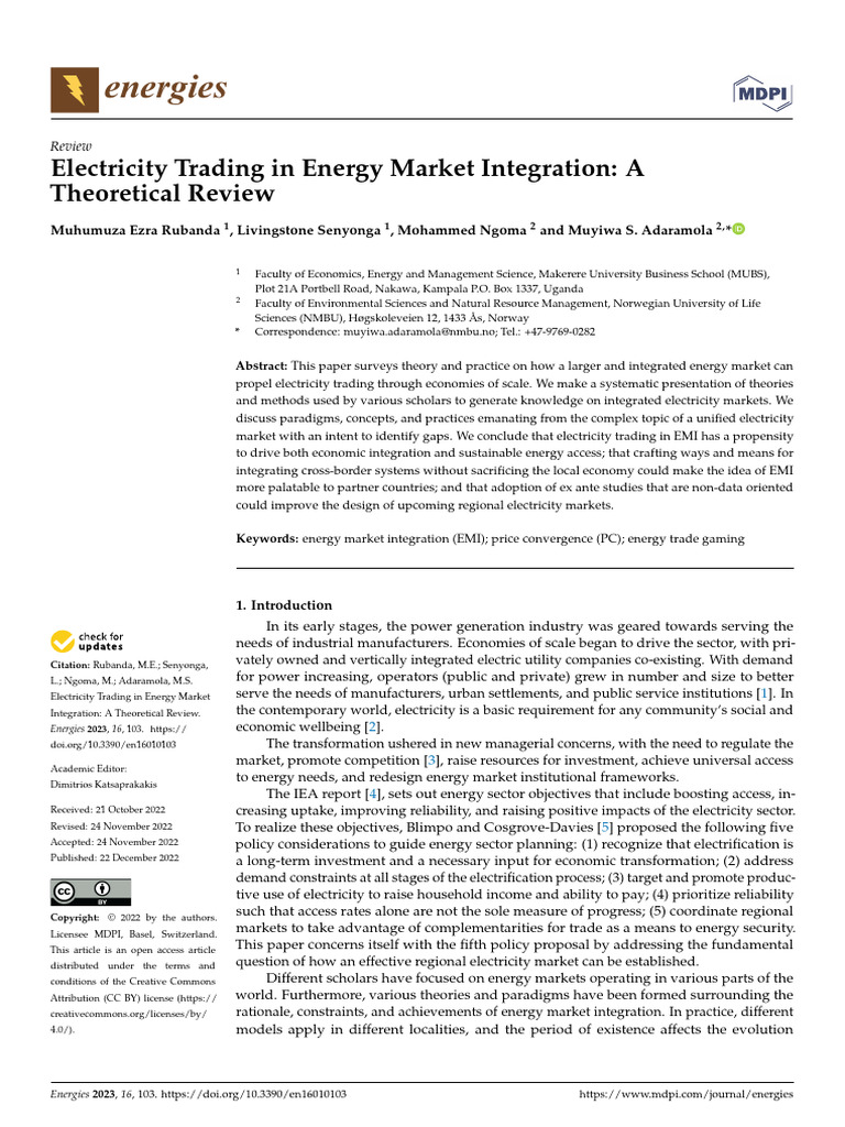 Electricity Trading in Energy Market Integration A | Download Free PDF ...