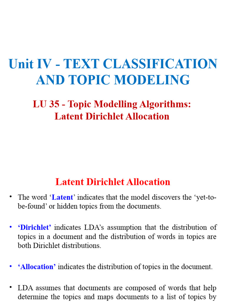 LU - 35 Latent Dirichlet Algorithm | PDF | Statistics | Statistical Models