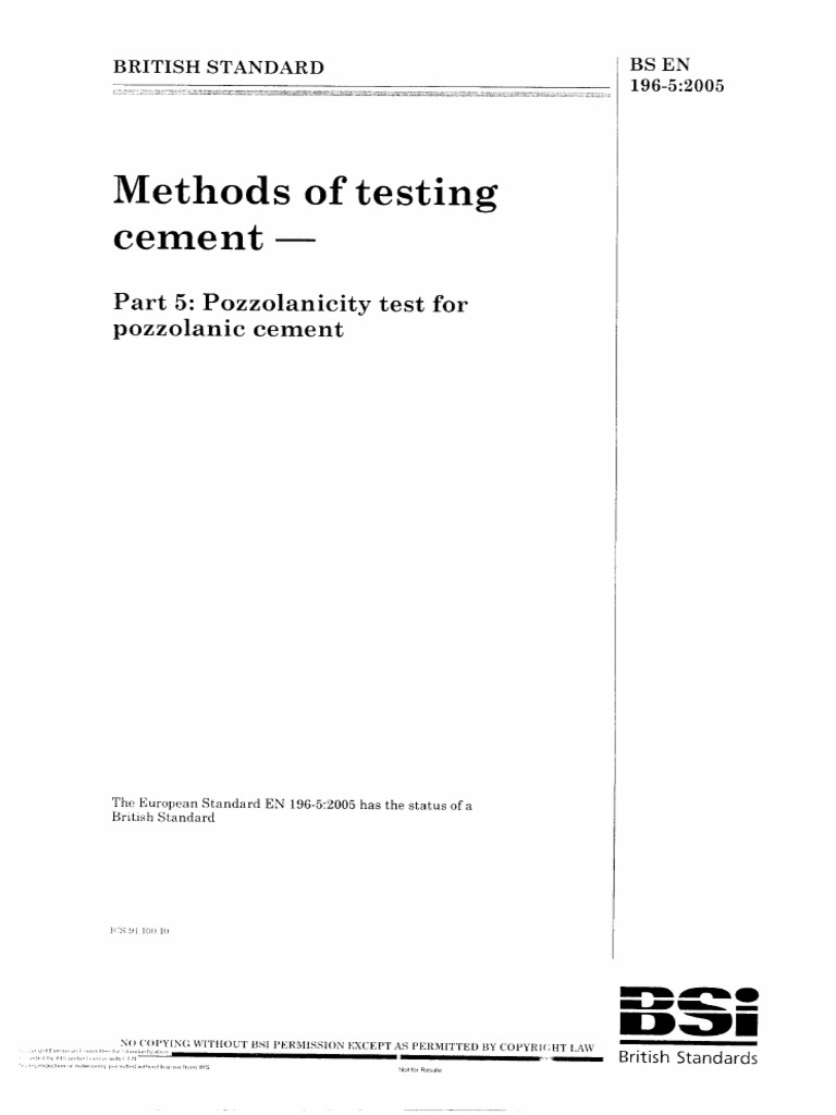 BS en 196-5-2005 Methods of Testing Cement - Part5 Pozzolanicity Test ...