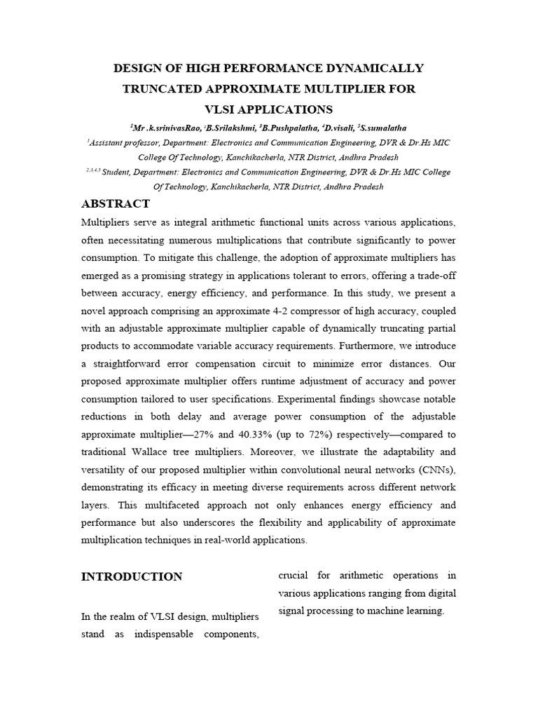 Design of High Performance Dynamically Truncated A-1 | PDF | Artificial ...