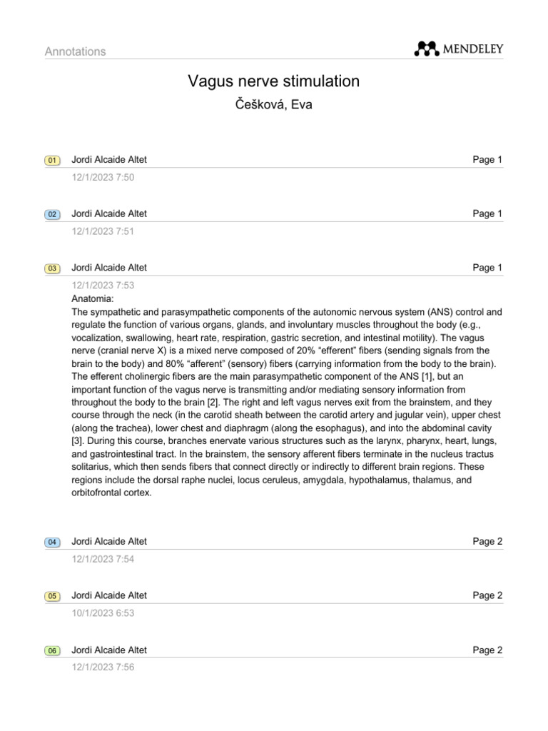 Češková E. Vagus Nerve Stimulation. Ces A Slov Psychiatr. 2002 98 (5 ...