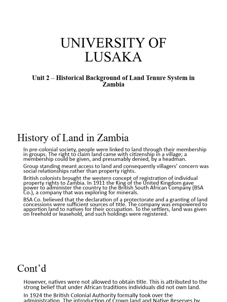 Zambia's Evolving Land Tenure History | PDF | Fee Simple | Justice
