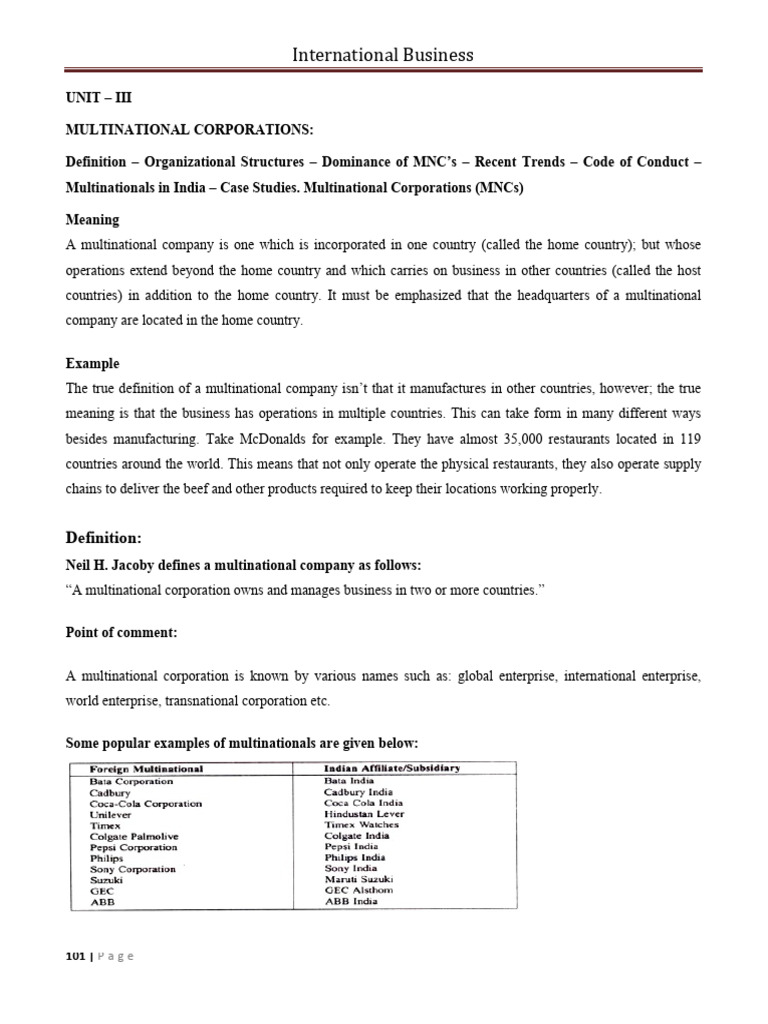 Ib 3RD Unit | PDF | Organizational Structure | Multinational Corporation