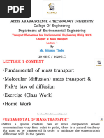 Introduction to Mass Transfer | PDF | Diffusion | Mole (Unit)