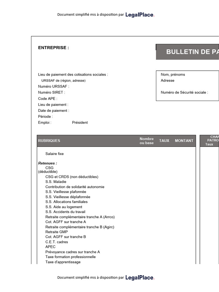 Bulletin-de-paie-Modele-Word-gratuit | PDF