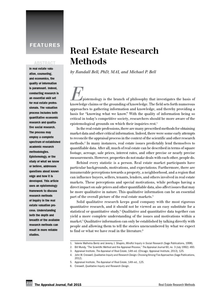 Real Estate Research Methodologies | PDF | Real Estate Appraisal ...