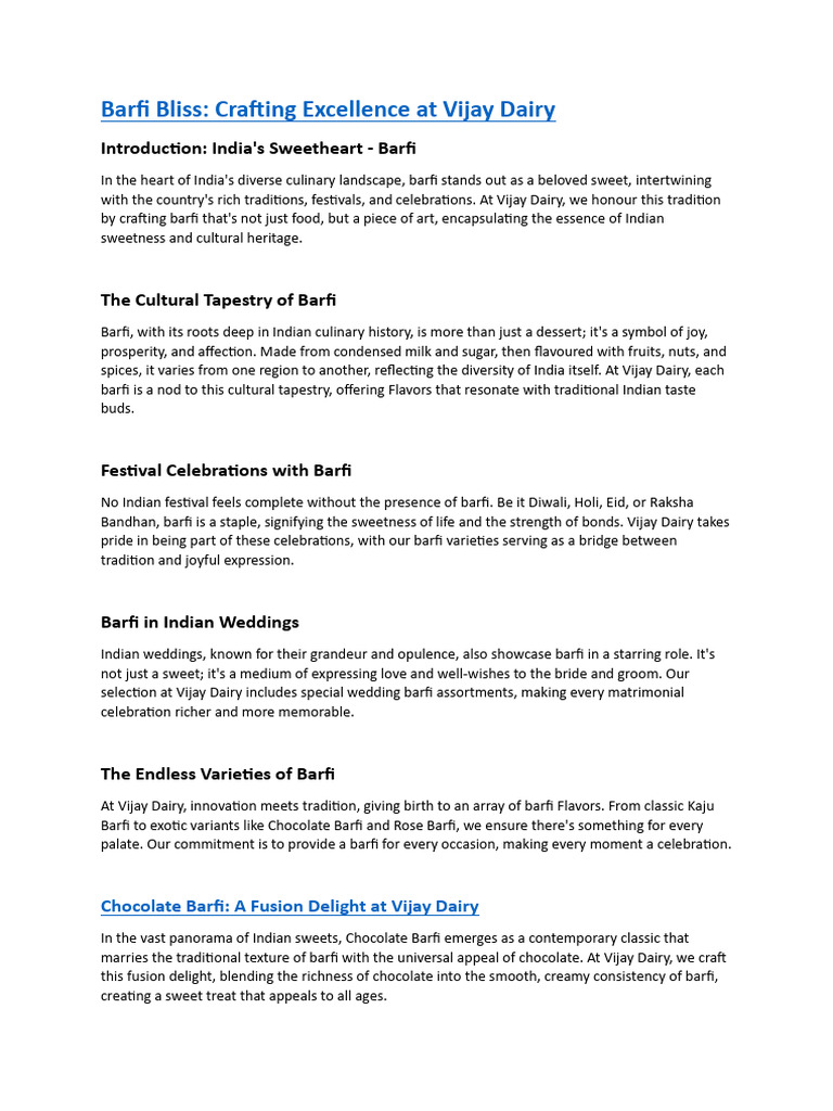 Barfi Sweets | PDF | Indian Cuisine | Chocolate