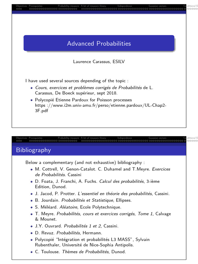 Cours Advanced Prob A 2223 V Print | PDF | Stochastic Process | Measure (Mathematics)