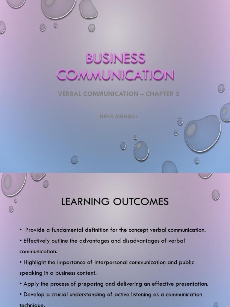 Verbal Communication in Business | PDF | Communication | Body Language