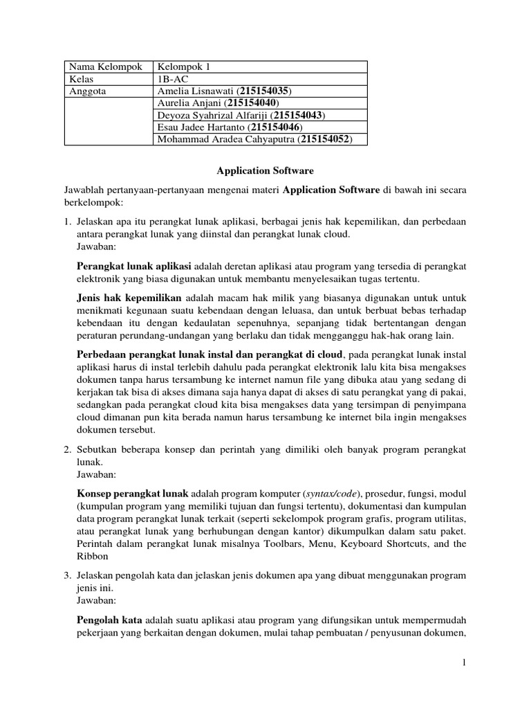 Aurelia Anjani - 03 - 215154040 - 1B-AC - Soal Application Software | PDF | Bisnis | Komputer