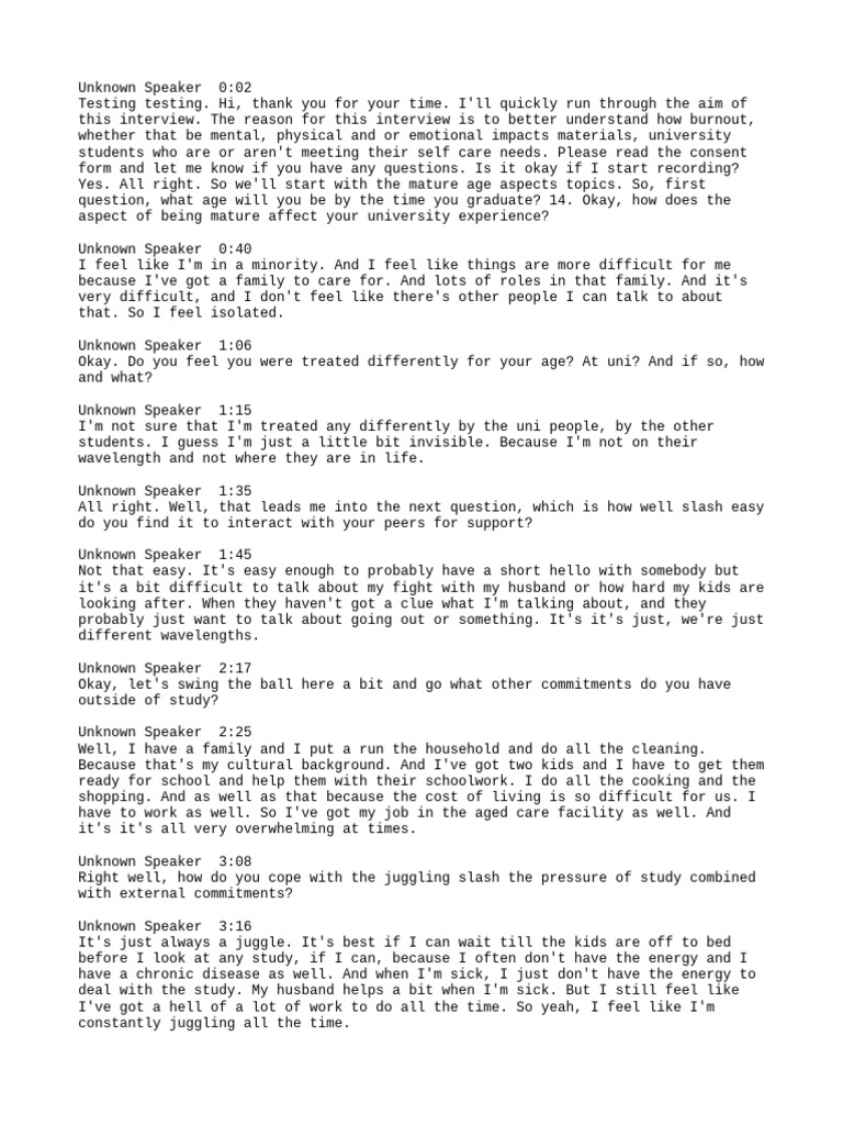 Michelle Interview Direct Transcript | PDF | Cost Of Living ...