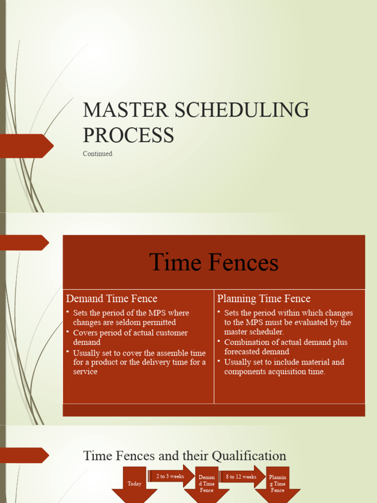 4.master Scheduling Process - 1 | PDF | Production And Manufacturing