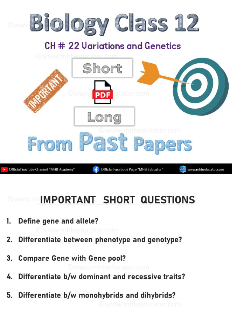Biology 12 Chapter 22 Variations and Genetics | PDF