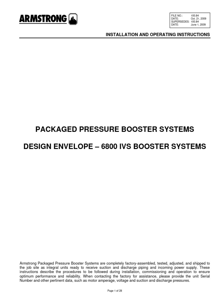 Installation Guide for 6800 IVS Booster Systems | PDF | Pump | Cursor ...
