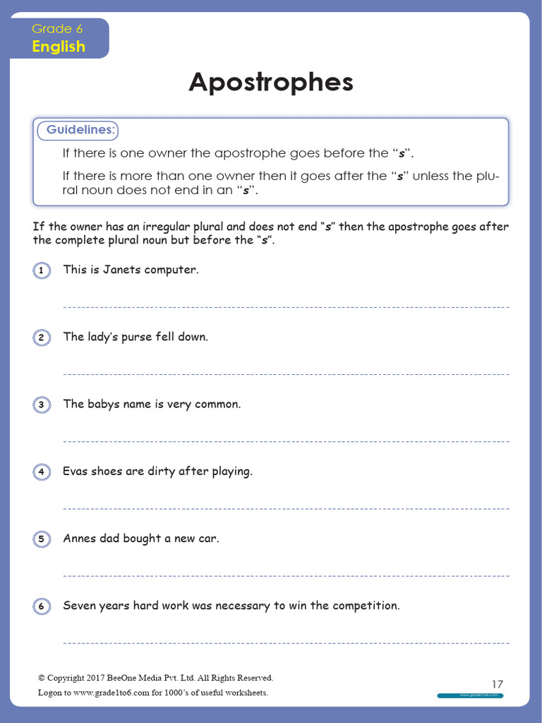 Apostrophes and Possessive Nouns | PDF