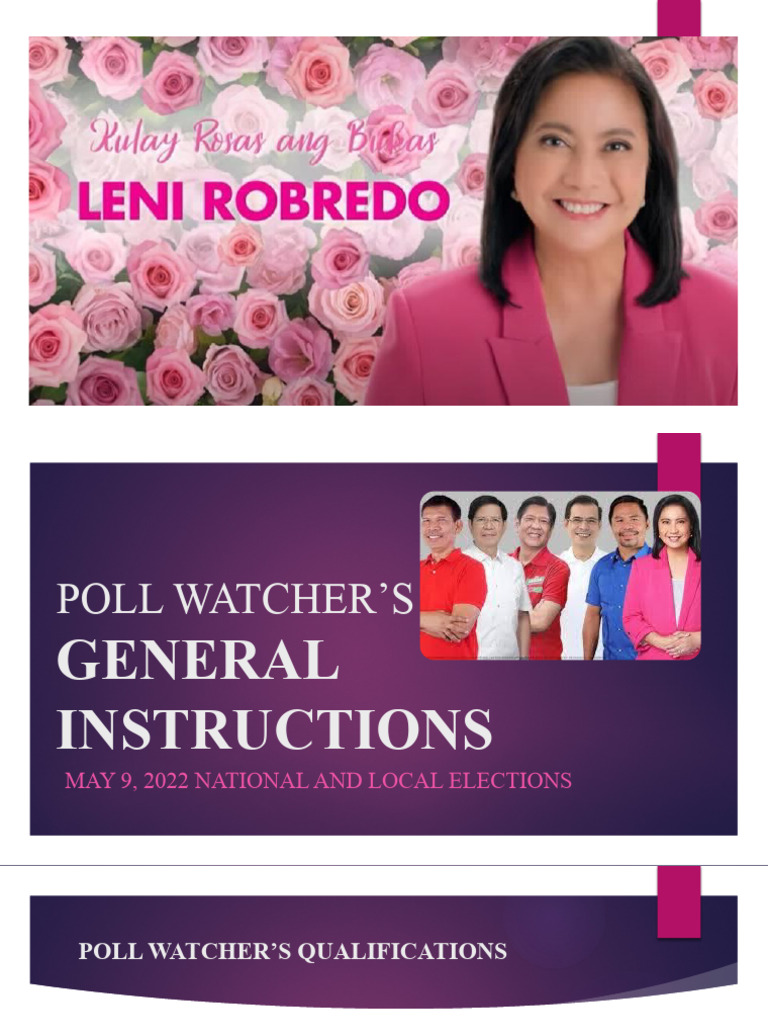 Poll Watcher Guidelines | PDF | Voting | Elections