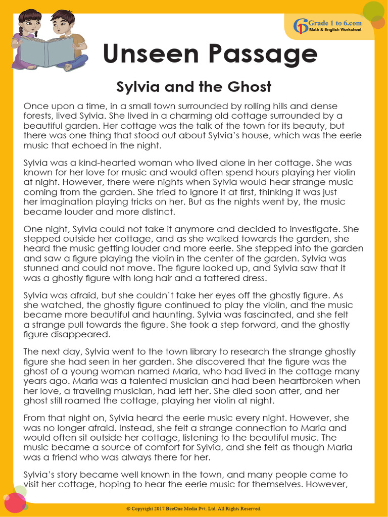 Unseen Passage - Sylvia and The Ghost | PDF