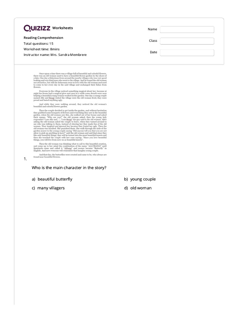 Quizizz - Reading Comprehension | PDF | General Fiction