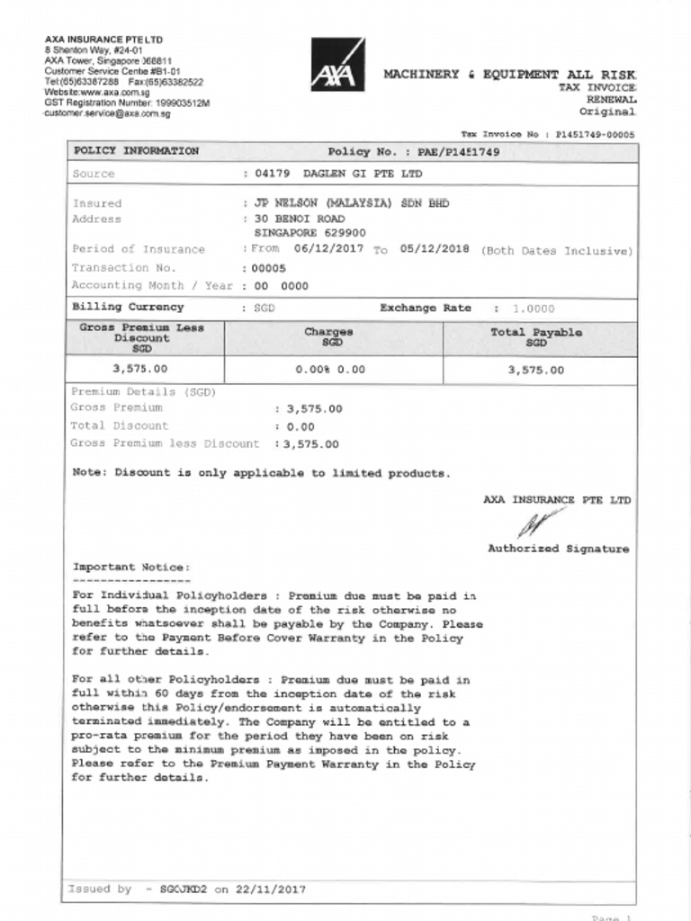 Mait HR260-Insurance | PDF