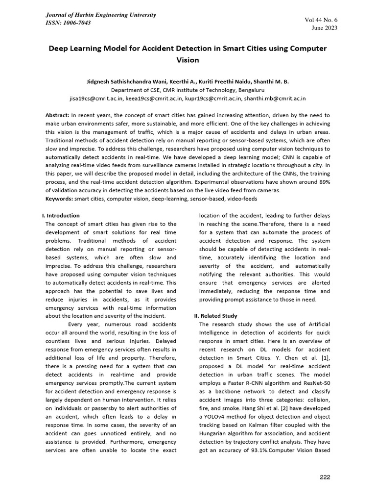 Deep Learning Model For Accident Detection in Smart Cities Using ... Deep Learning Model For Accident Detection in Smart Cities Using ...