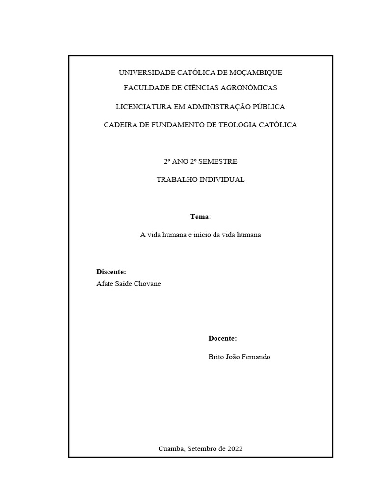 A Vida Humana e Seu Início | PDF