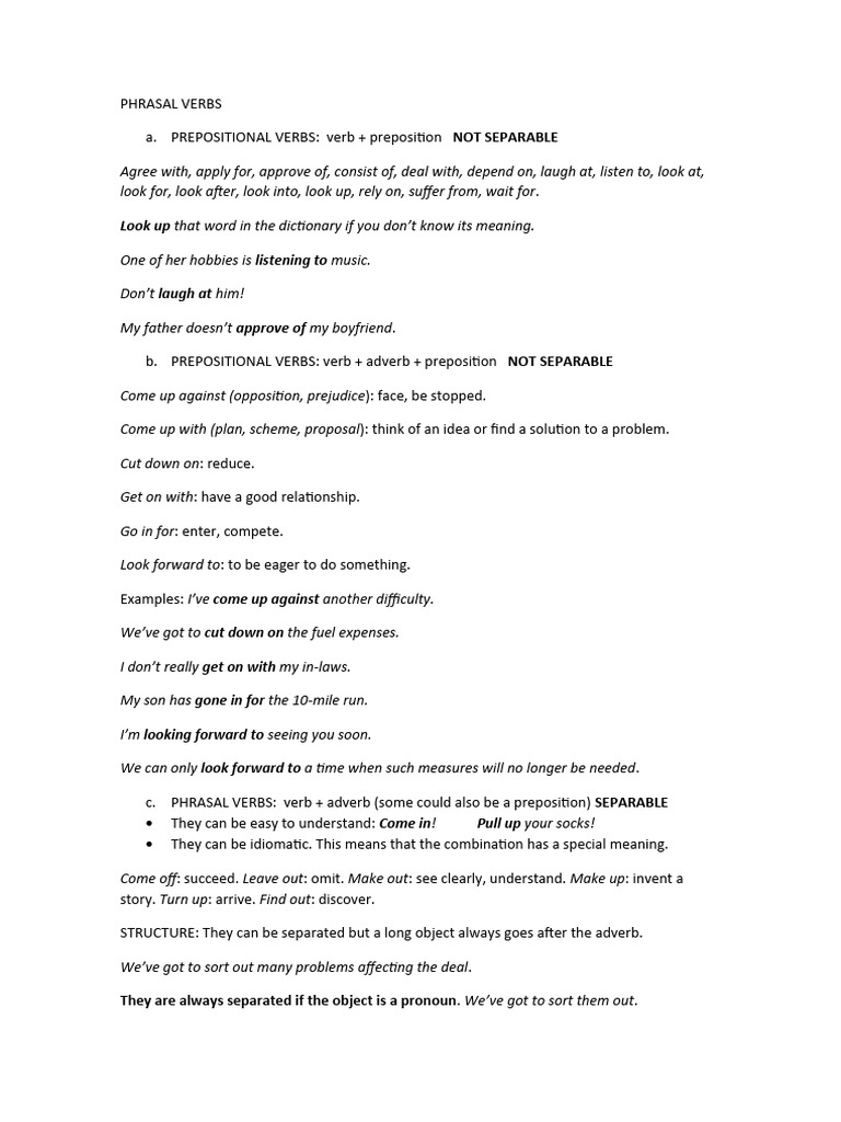 Phrasal Verbs B1 | PDF | Preposition And Postposition | Adverb