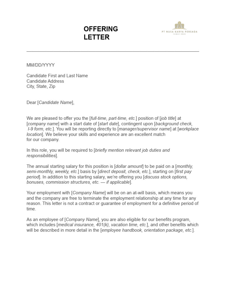 Contoh Offering Letter | PDF | Employment | Salary
