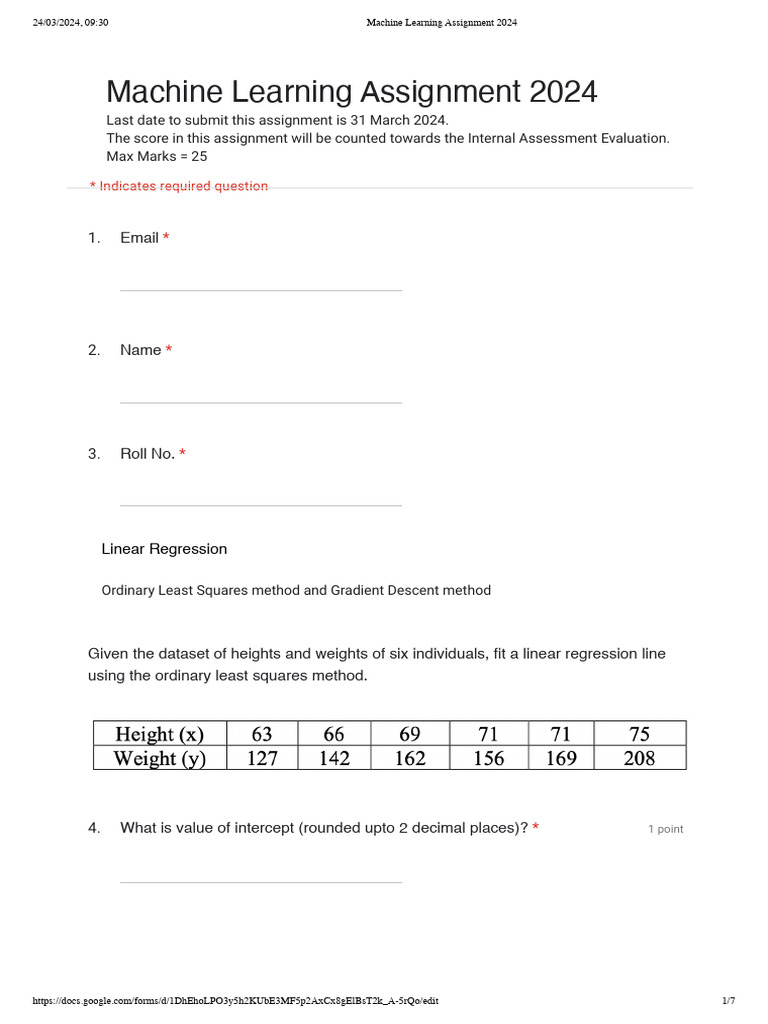ML_Assignment | PDF | Linear Regression | Regression Analysis