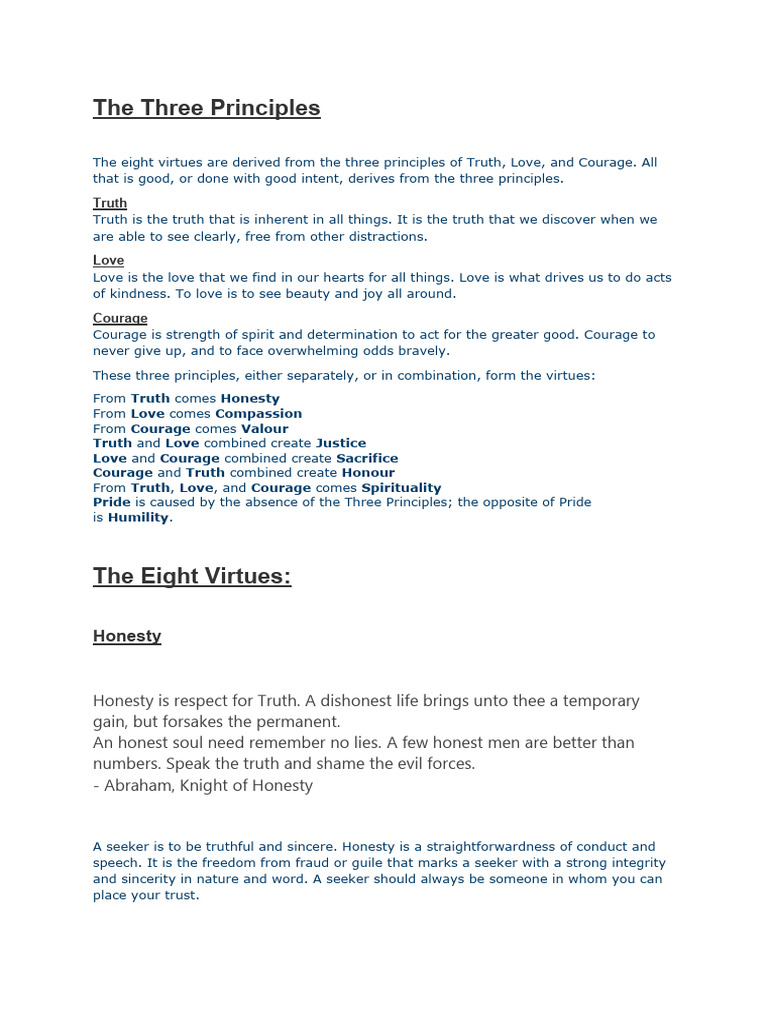 The Three Principles | PDF | Humility | Courage