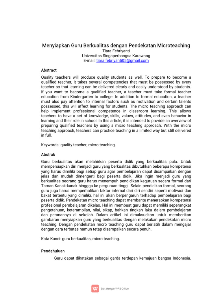 Jurnal Micro Teaching | PDF | Seni & Disiplin Bahasa