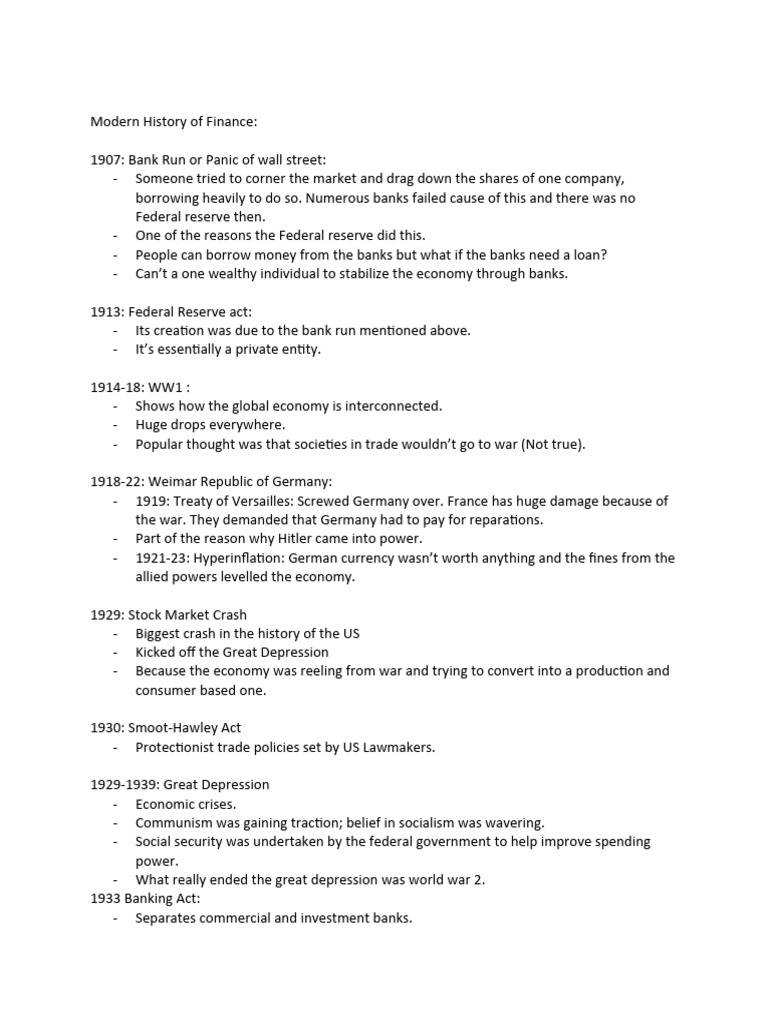 Financial Eng. Notes - History of American Banking System | PDF | Great ...