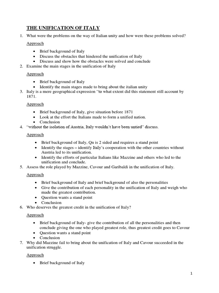 Unification of Italy-1 | PDF | Italy | Political Science