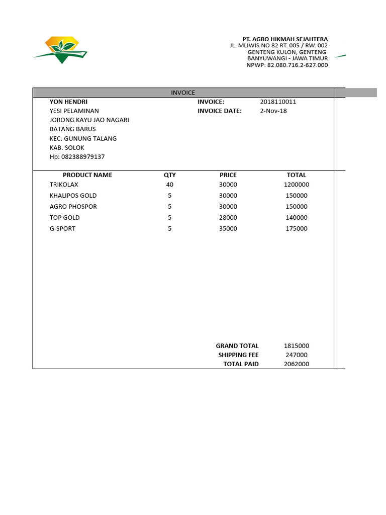 Contoh Invoice | PDF