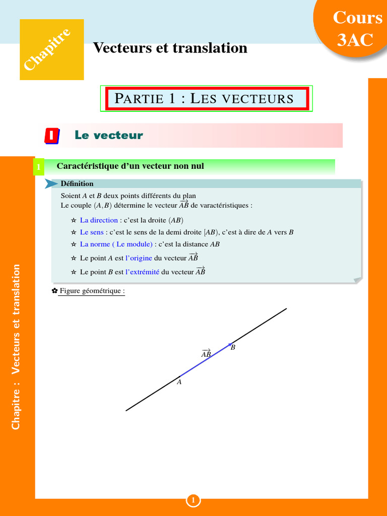 Vecteurs et Translation en 3AC | PDF | Norme (Mathématiques) | Algèbre ...